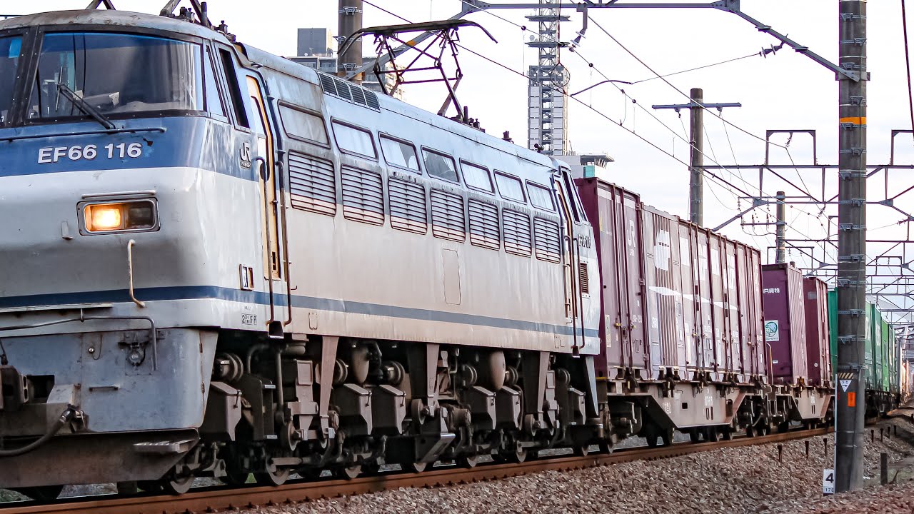 65レ 代走EF66 116+コキ - YouTube