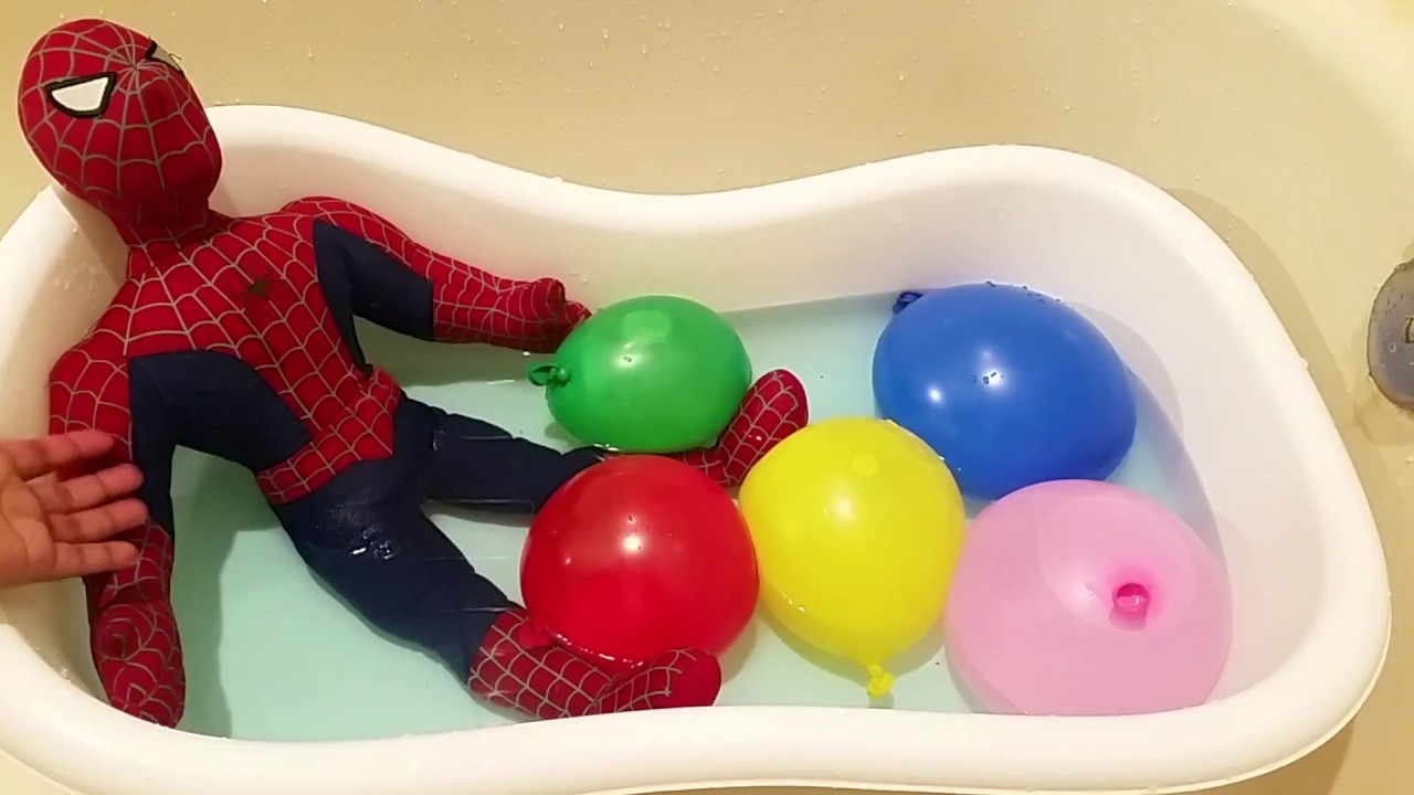 Spiderman Bath Time - Learn Colors with Finger Family - Spiderman ...