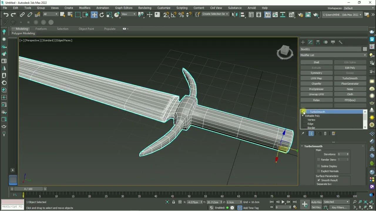 Sword modeling in 3ds max|#3dsmax #modeling #Sunilrawat3dart - YouTube