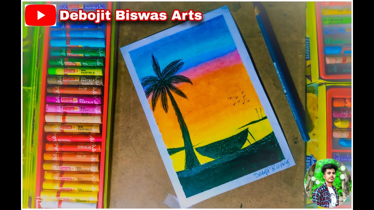 Oil Pastel Sunset Drawing, At Home , New oil pastel drawing 2020 ...