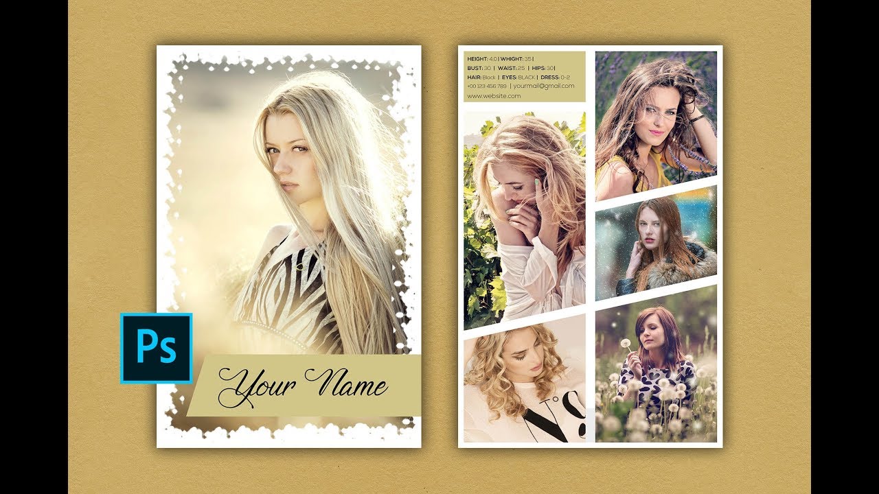 How to Create your own Model Comp Card in Photoshop | Template 02 - YouTube