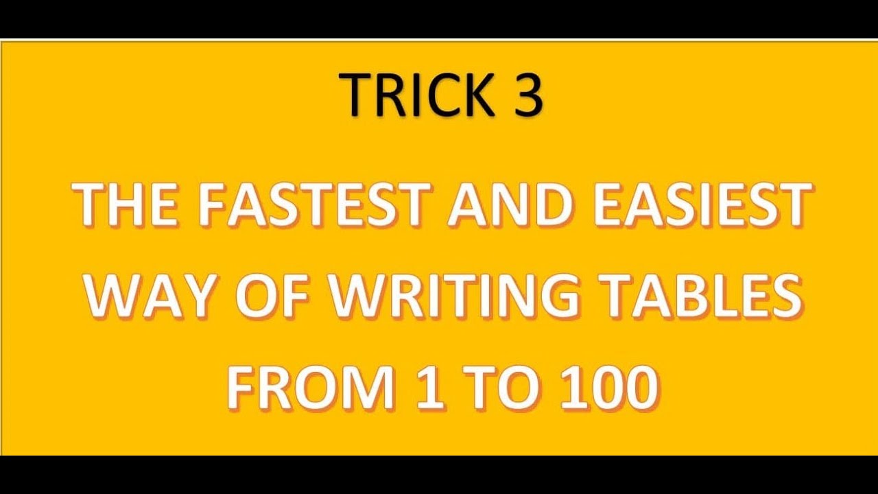 Trick 3 mathematics the Easiest Way To Write Tables From 1 To 100 the Trick 3 mathematics the Easiest Way To Write Tables From 1 To 100 the