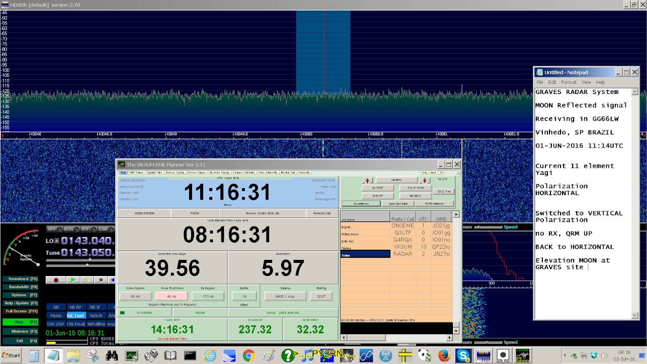 GRAVES Radar System received in Brazil via EME - Moon bounce - YouTube