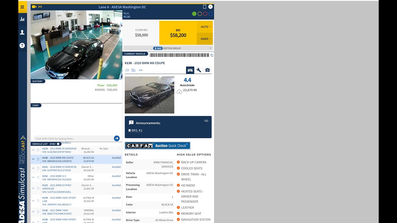 Adesa Auto Auction USA - live stream аукцион после лизинговые BMW и ...