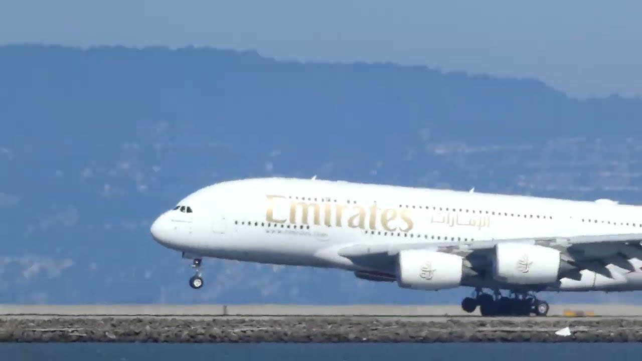 Emirates Airbus A380 SFO Landing - YouTube