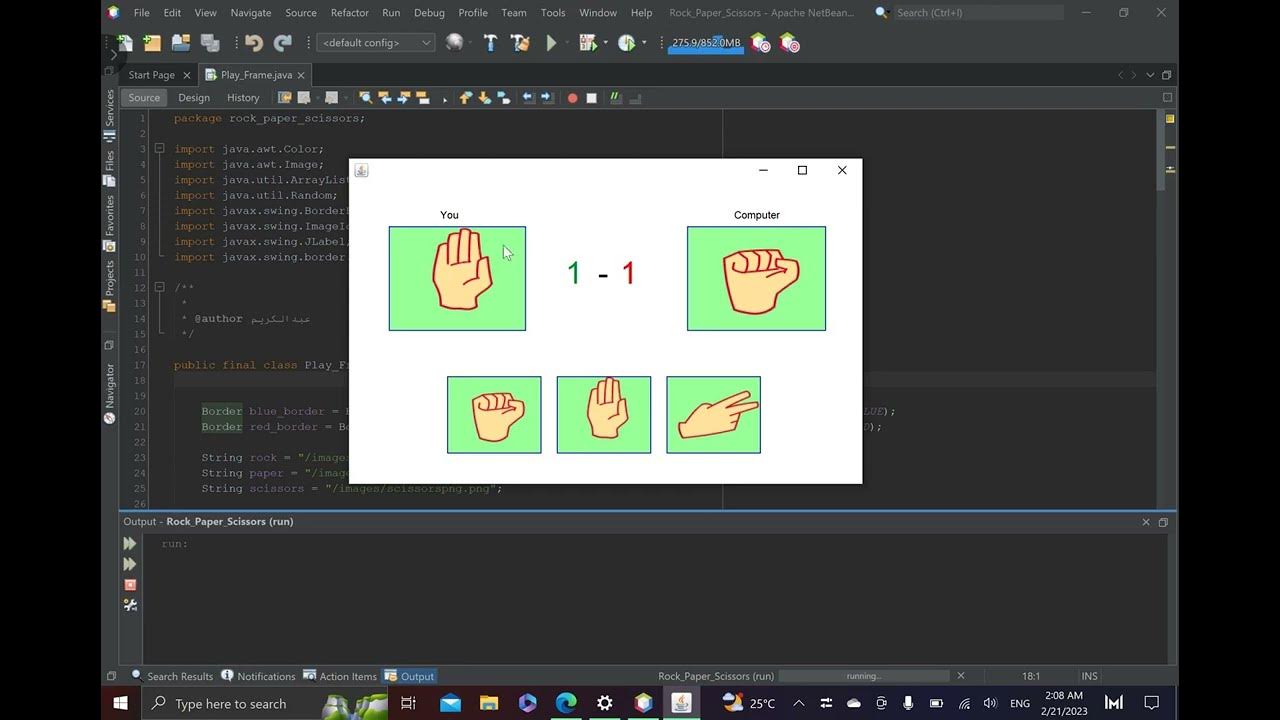 مشروع لعبة حجرة ورقه مقص جافا | Java Project Rock Paper Scissors - YouTube