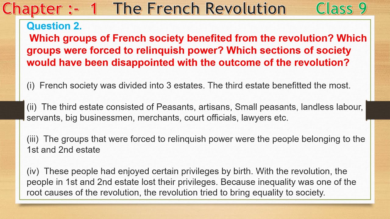 Q2 Which Groups Of French Society Benefited From The Revolution Which