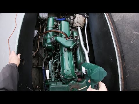 How to start an old, cold, marine diesel engine - YouTube
