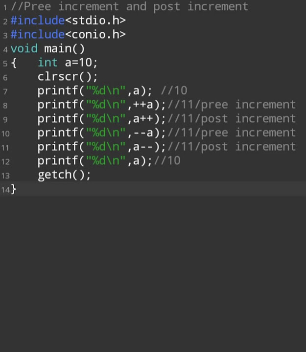 10 C Program Pree increment and post increment #clanguage #cprogramming #Quick - YouTube