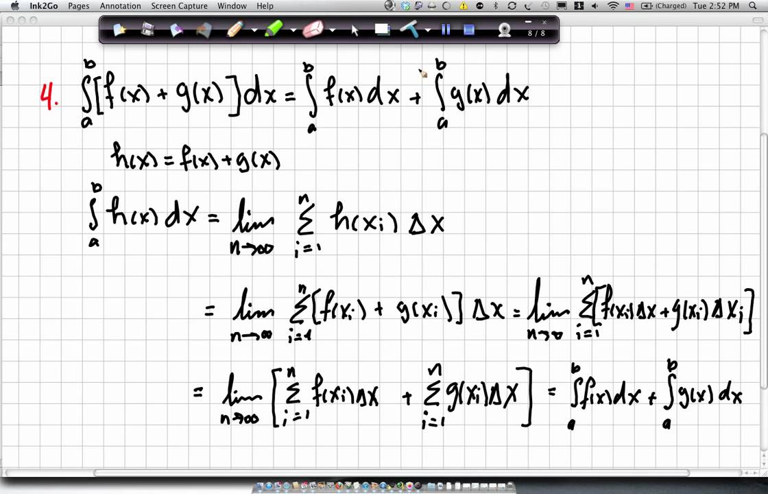 Propiedades de la integral definida - YouTube