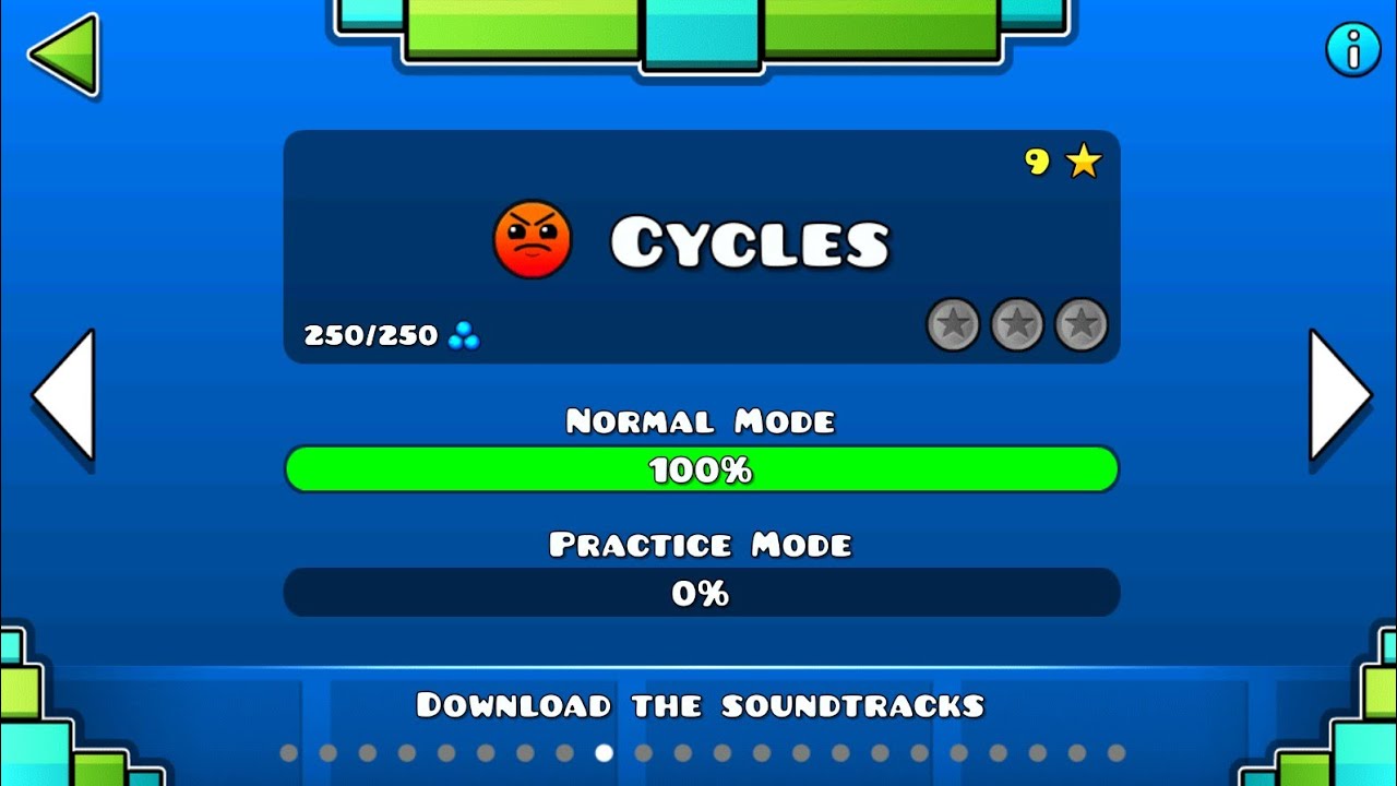 Completing Cycles level in 1 attempt in geometry dash!! - YouTube