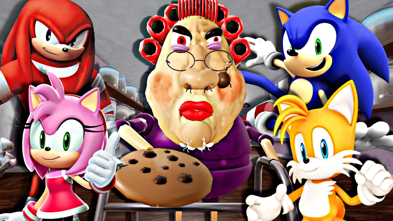 SONIC, TAILS, AMY AND KNUCKLES VS ESCAPE EVIL GRANDMA IN ROBLOX - YouTube