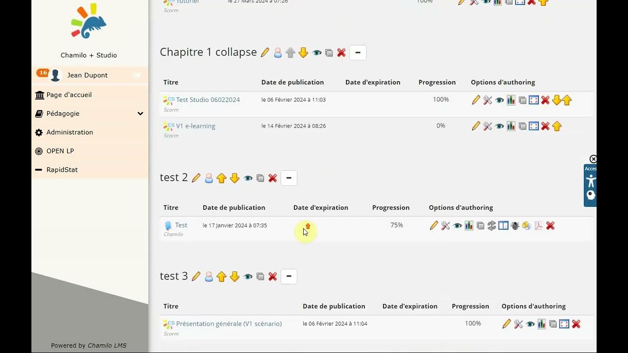 Chamilo LMS : collapse learningpath lp course demo - YouTube