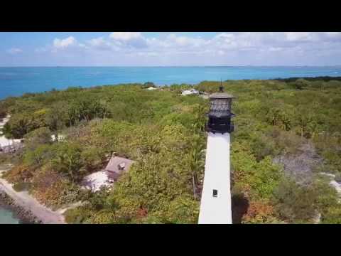 Florida Key biscayne lighthouse. Drone.