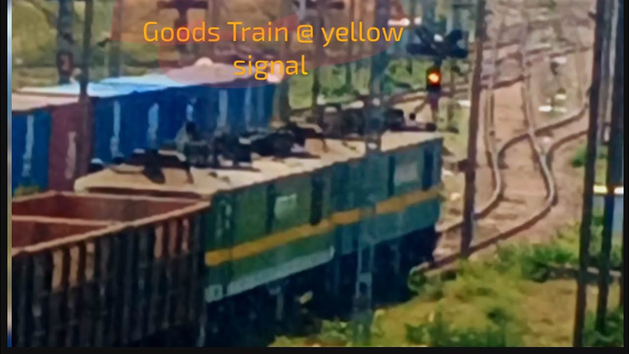 Goods Train @ Yellow Signal 🧑🏻‍ ️🚦#railway #trending #forward #yellow # ...