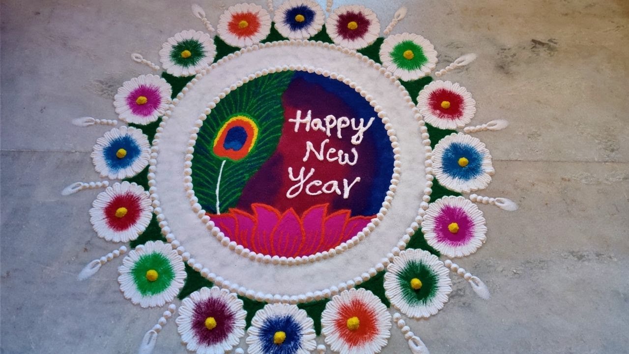 Latest new year beautiful rangoli | Happy new year 2021 rangoli ...