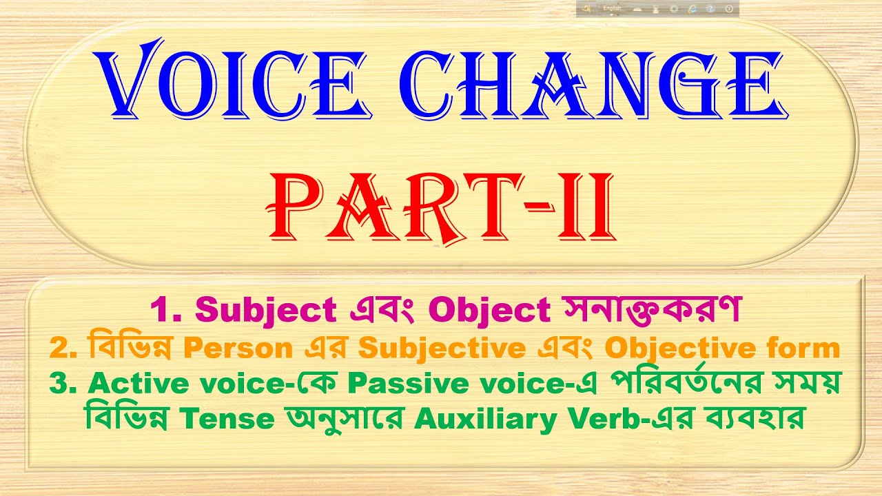 Voice Change: Part-II/Identifying Subject & Object/Subjective ...
