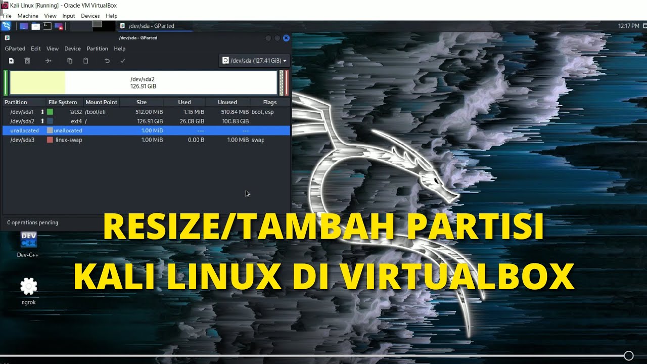 CARA MENAMBAH PARTISI KALI LINUX DI VIRTUALBOX MERESIZE PARTISI KALI ...