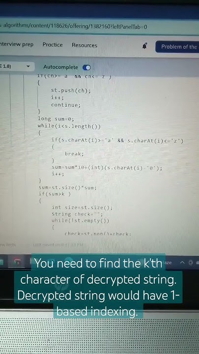 Find K'th character of decrypted string #coding #javaprogramming #datastructures #java - YouTube