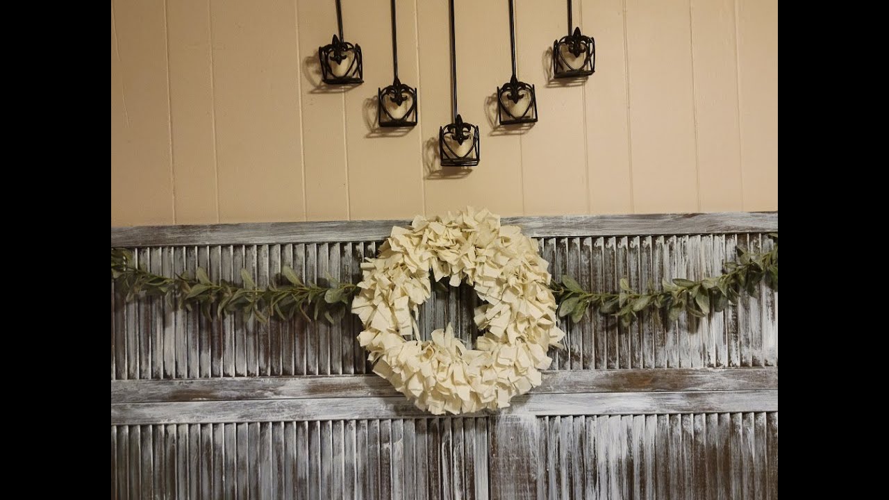 How to make a farmhouse rag wreath out of torn sheets - YouTube