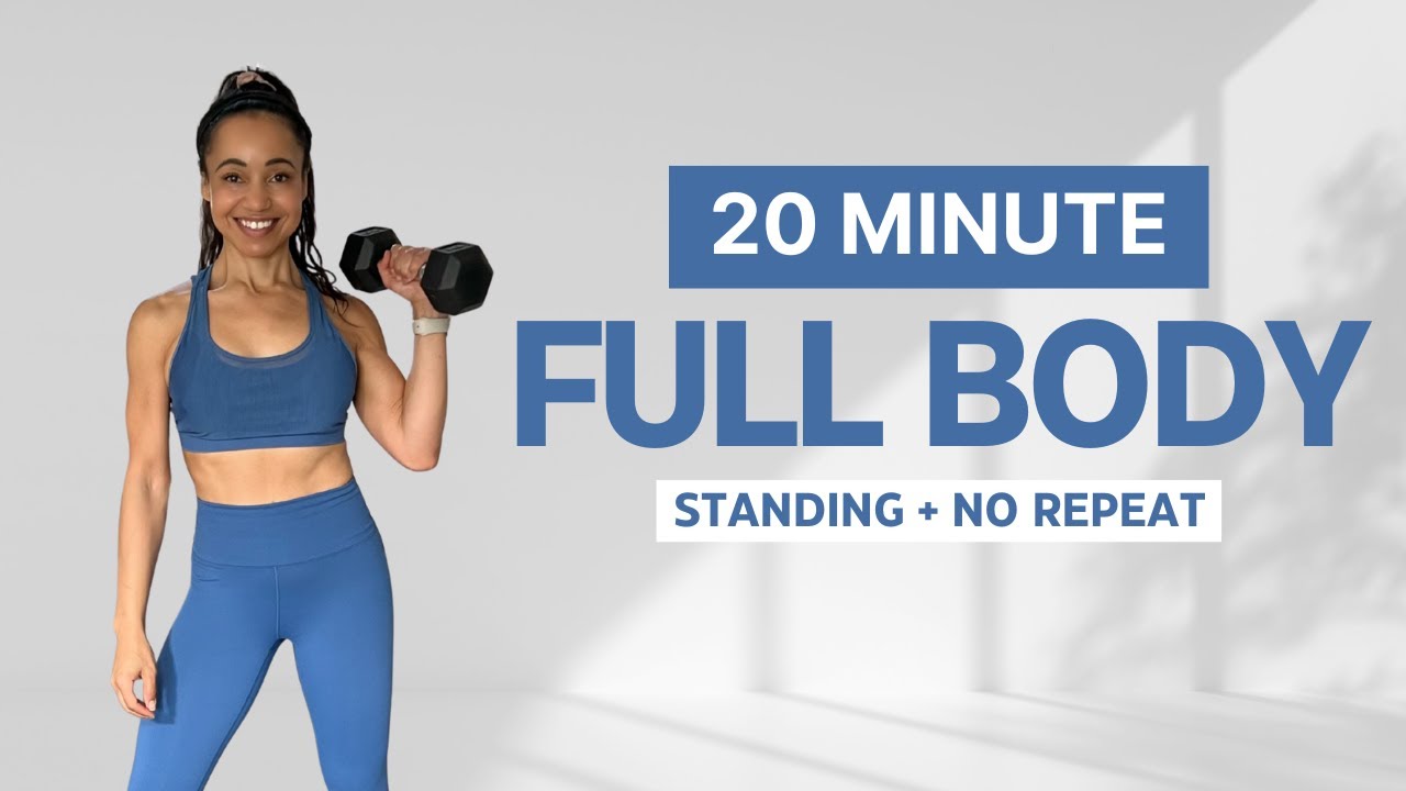 20 min STANDING STRENGTH DUMBBELL WORKOUT | Full Body Combo Moves ...