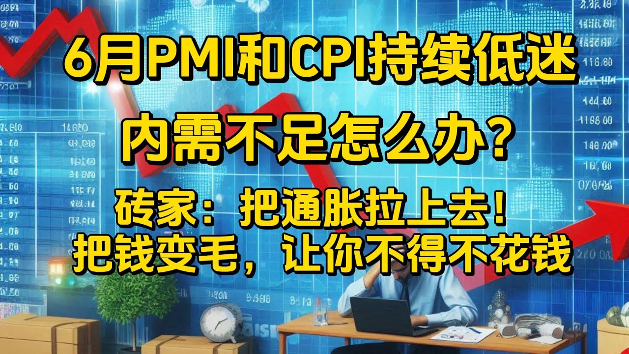 6月PMI和CPI持续低迷，内需不足怎么办？砖家：把通胀拉上去！把钱变毛，让你不得不花钱！ - YouTube