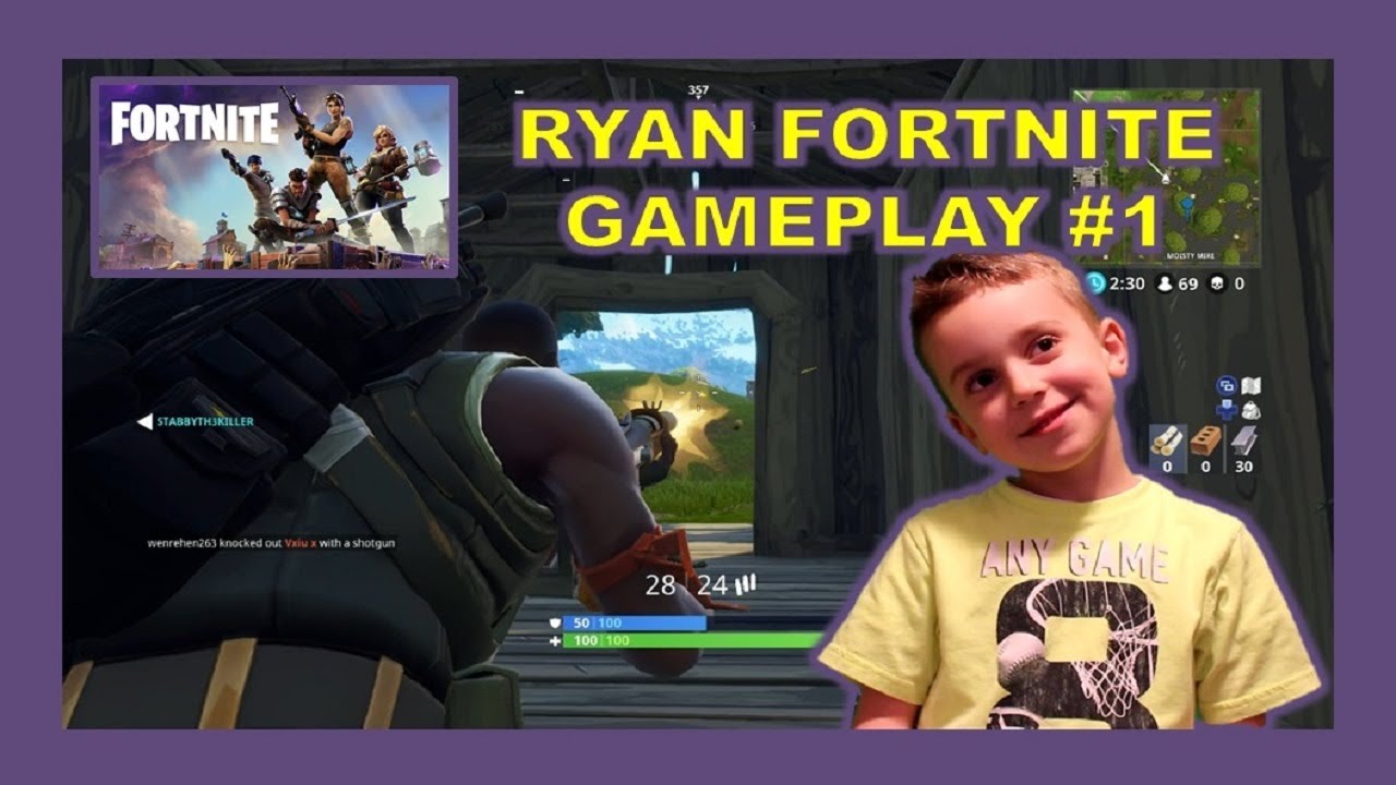 5 YEAR OLD PLAYS FORTNITE BATTLE ROYALE - RYAN'S QBTV GAMEPLAY #1 - YouTube