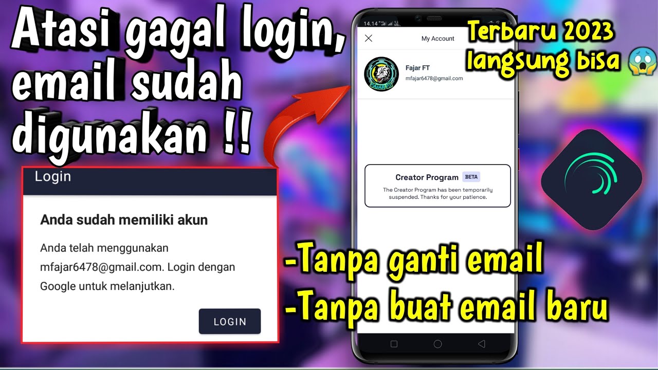 CARA MENGATASI GAGAL LOGIN ALIGHT MOTION, EMAIL SUDAH DIGUNAKAN - CARA ...