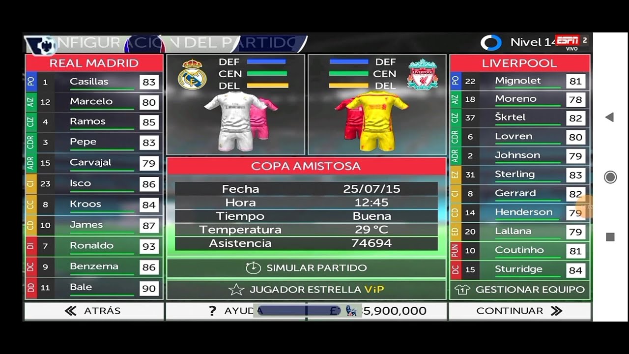 FTS 15 remasterizado real Madrid CF vs Liverpool FC ganamos la copa amistosa - YouTube