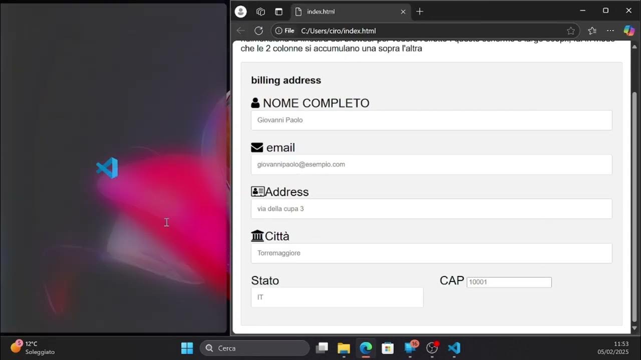 programma checkout Form HTML&CSS/ VScode - YouTube