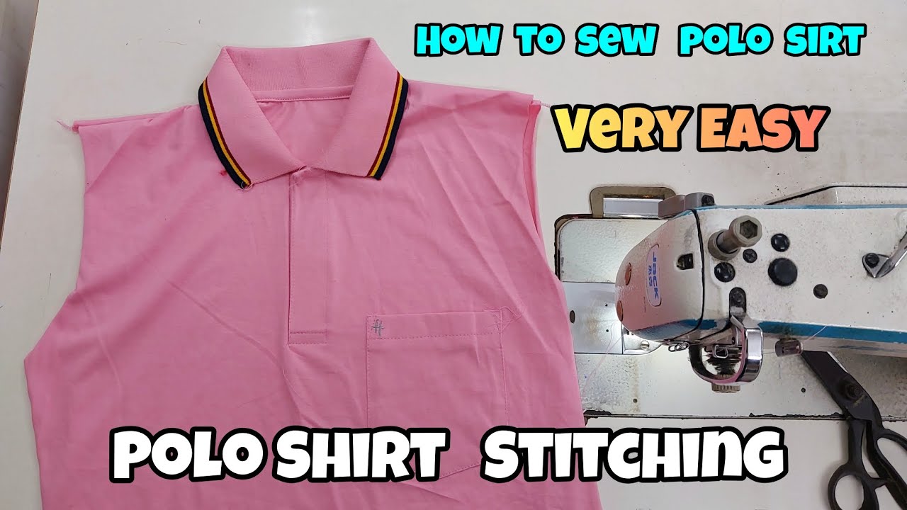How to Sew a Polo Shirt Collar | Polo Shirt Stitching | How to Sew Polo ...