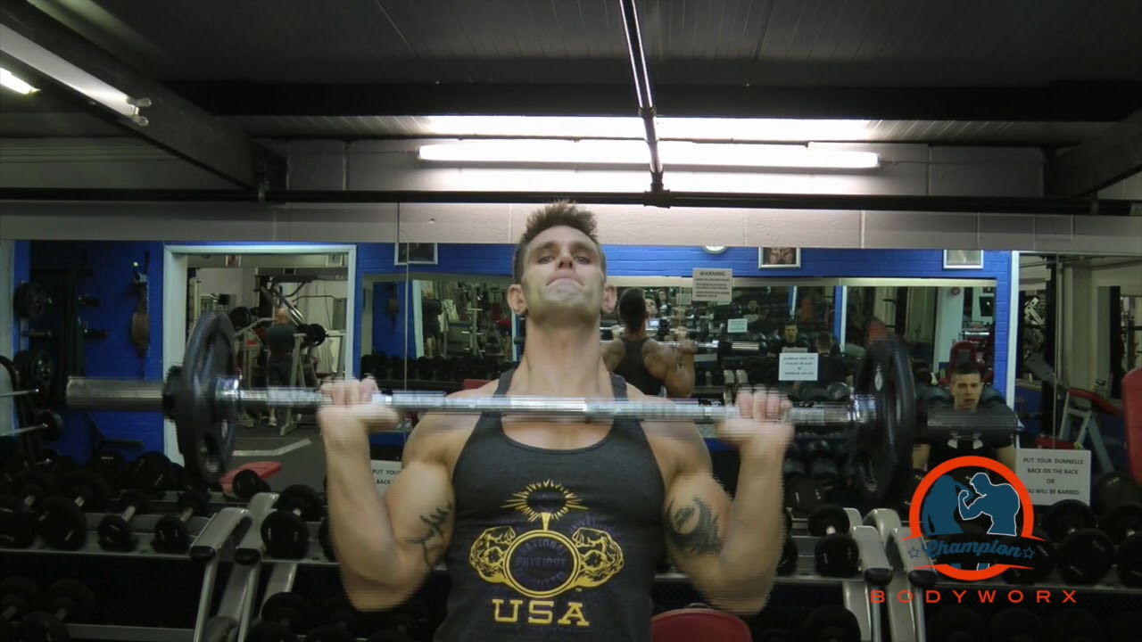 Standing Front Barbell Shoulder Press - YouTube