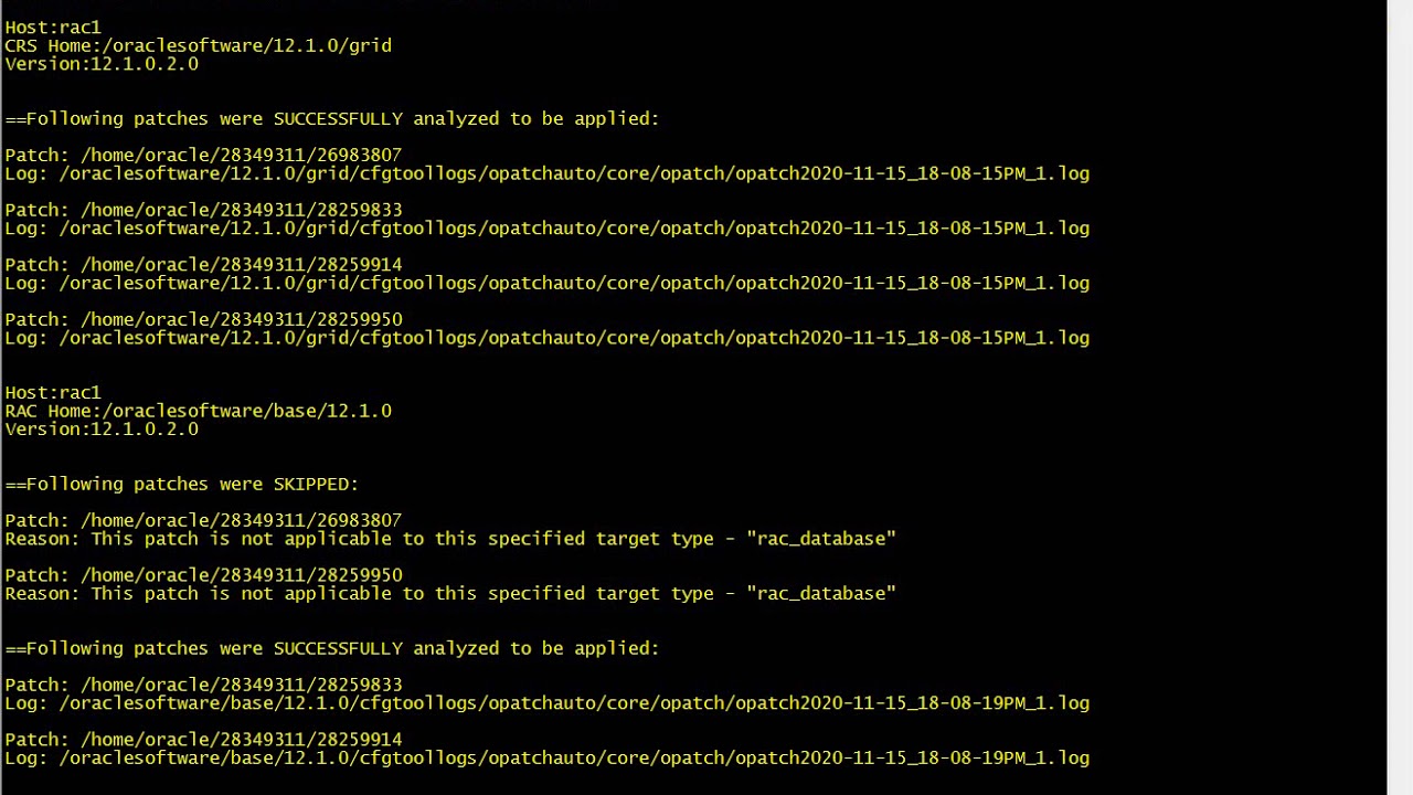 Oracle RAC 12c R1 rolling apply PSU patch demo - YouTube