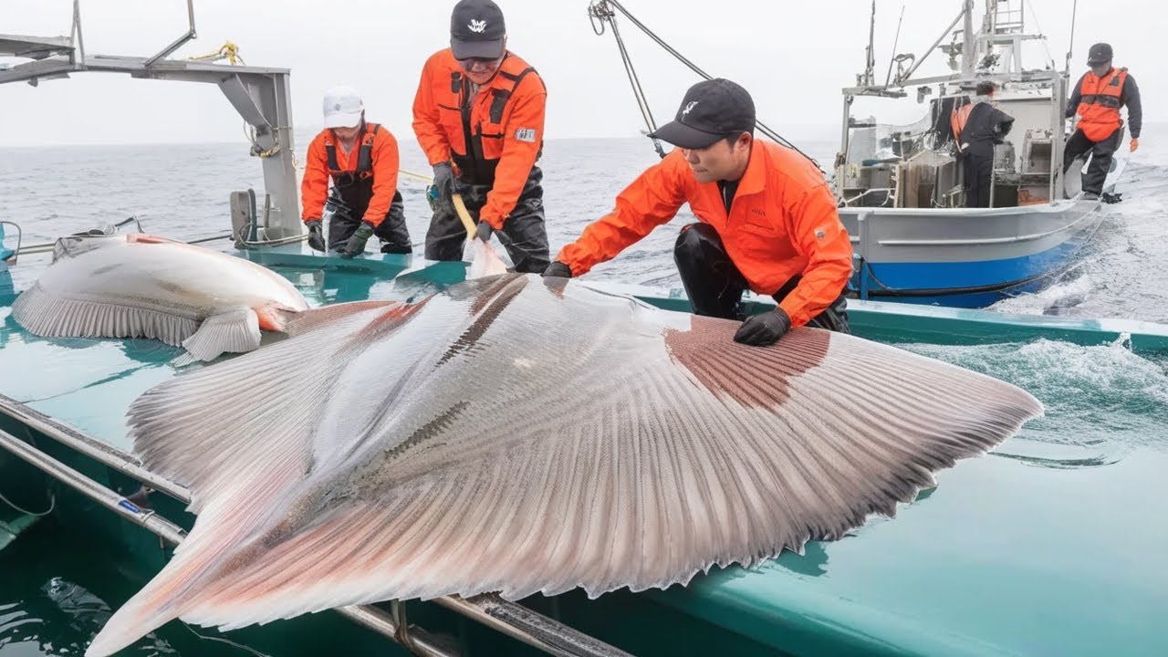 Fishermen catch and filter billions of giant Halibut, How to catch ...