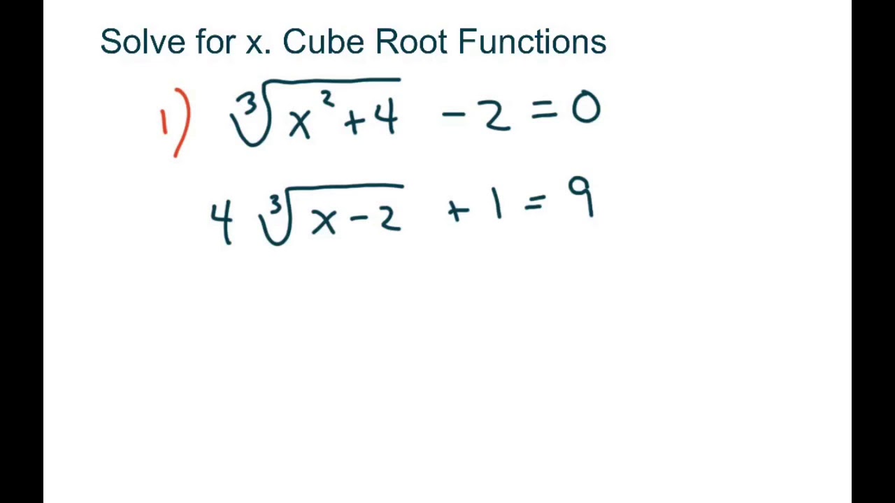 Solve for x. Cube Root Functions - YouTube
