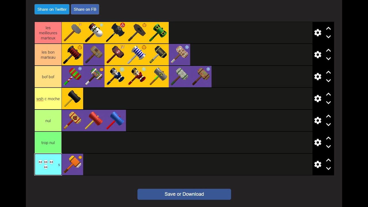 Les Marteaux FTF - Tier List Roblox - YouTube