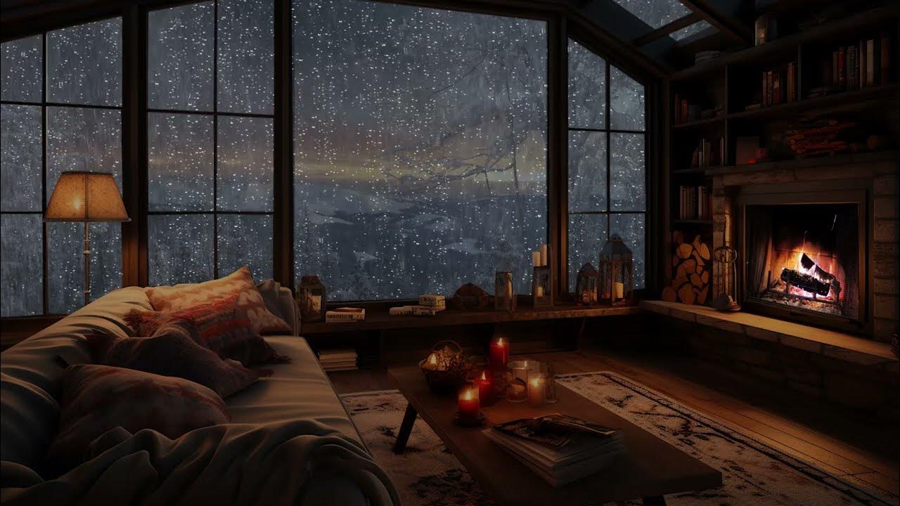 Cozy Room Ambience Asmr🌙 Rain On Window Sounds With Crackling Fire For