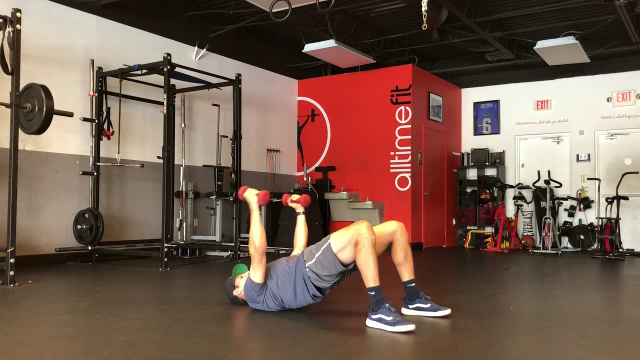 Hip Bridge Hold + Dumbbell Chest Fly - YouTube