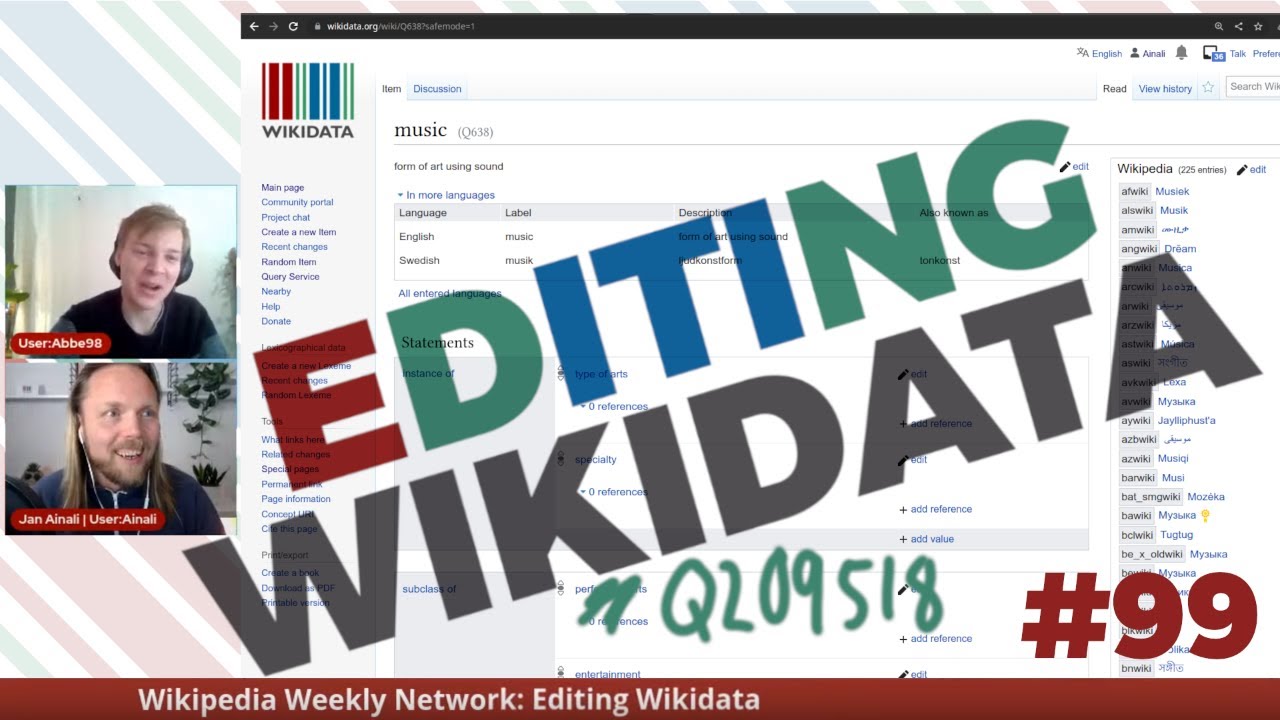 Wikipedia Weekly Network - LIVE Wikidata editing #99 - YouTube