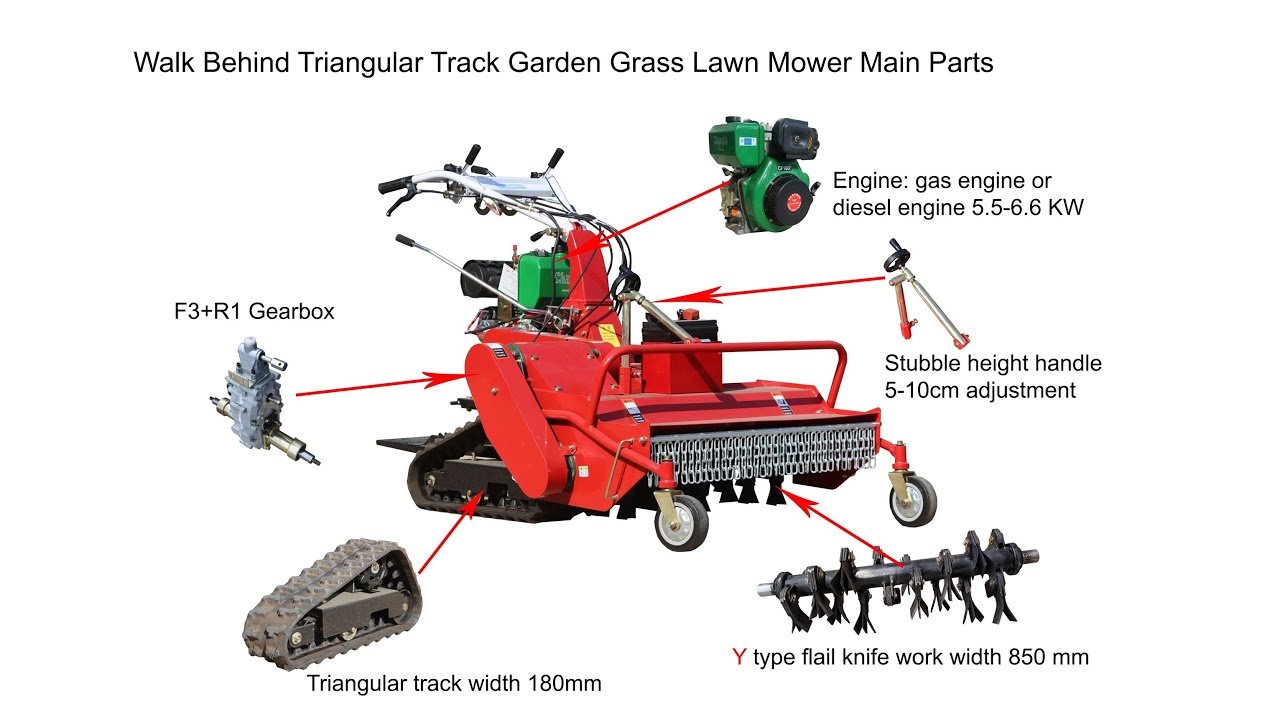 Rubber tracks garden grass cutting machine - YouTube
