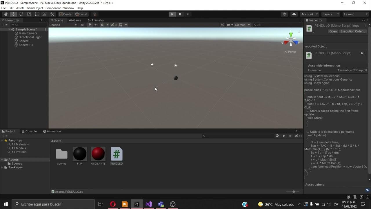 Animación Péndulo Simple en Unity - YouTube