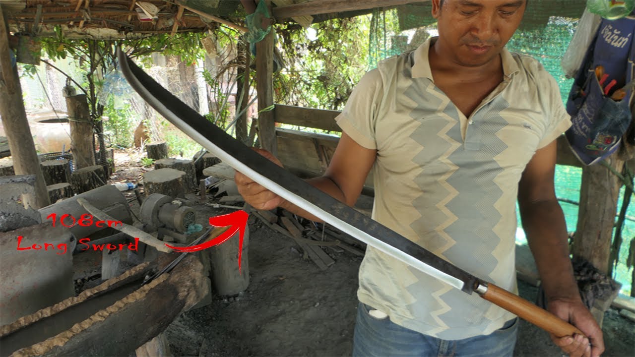 Amazing Long Sword Process/ Forging a Long Sword From The Half Of Big ...