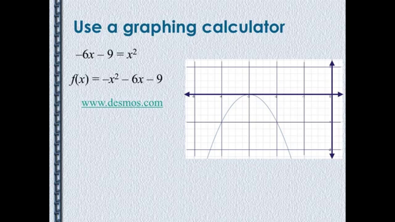 Solving Quadratic Equations in One Variable by Graphing Related ...