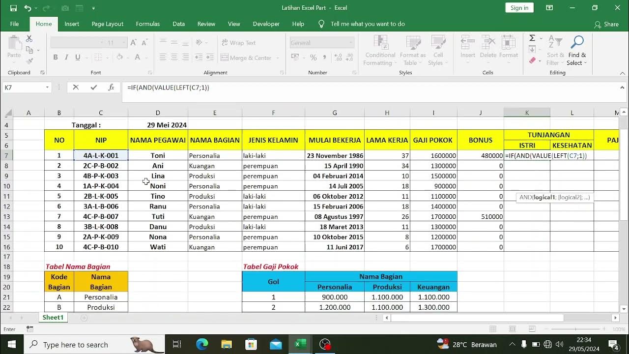 soal latihan Excel, fungsi If, index, dan Vlookup - YouTube
