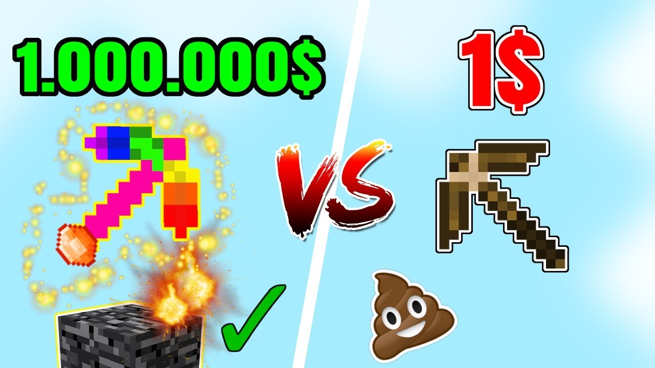 $1 PICKAXE vs $10,000 PICKAXE - Dansk Minecraft - YouTube