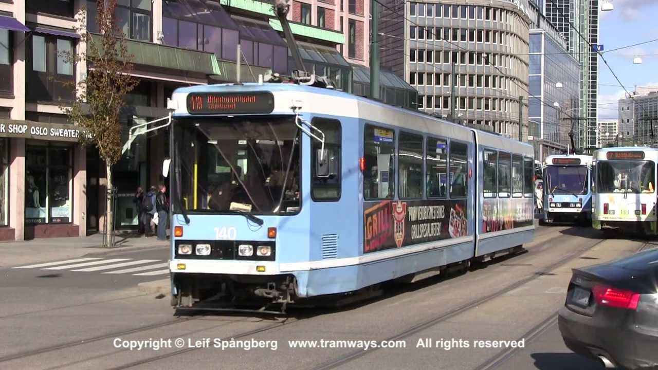 Oslo Trams at Jernbanetorget II, Oslo, Norway - YouTube