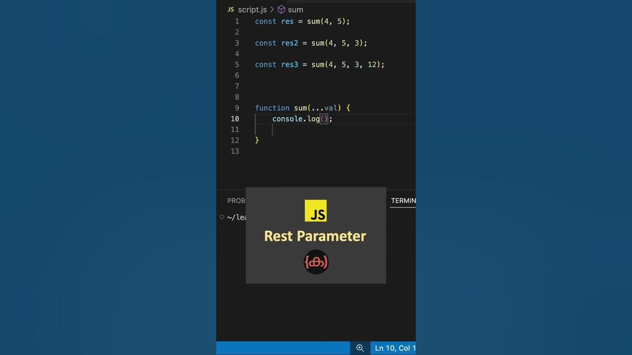Rest Parameters | Javascript | Variable Arguments | #javascriptcode #malayalam #programming ...