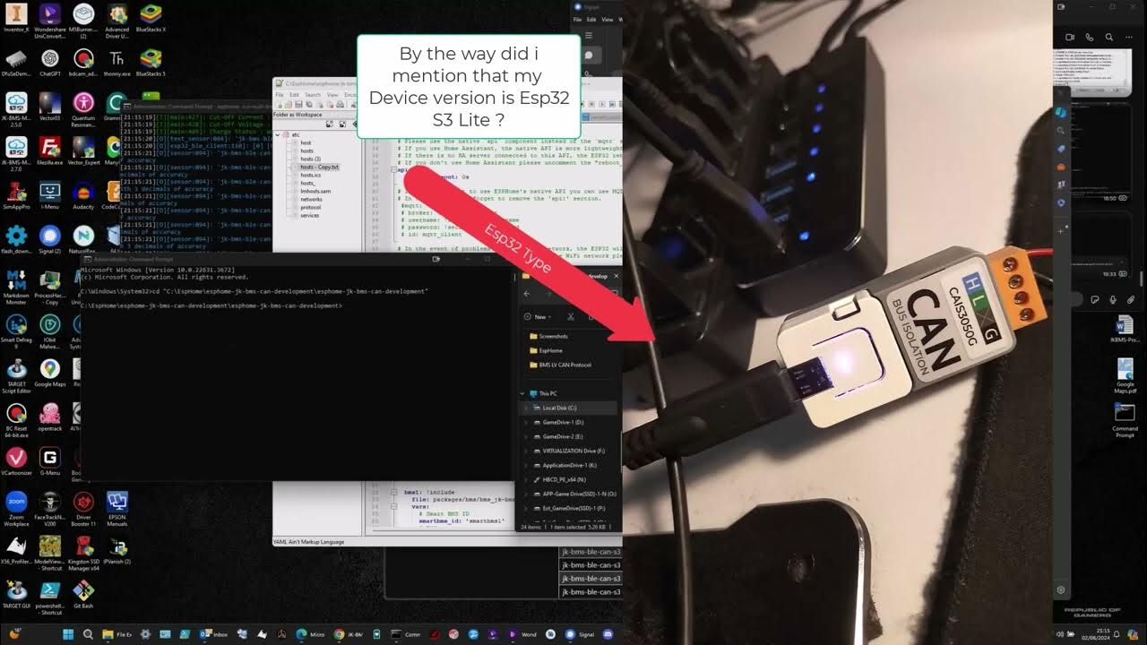 Flashing Esp32 S3 from Windows command line. - YouTube