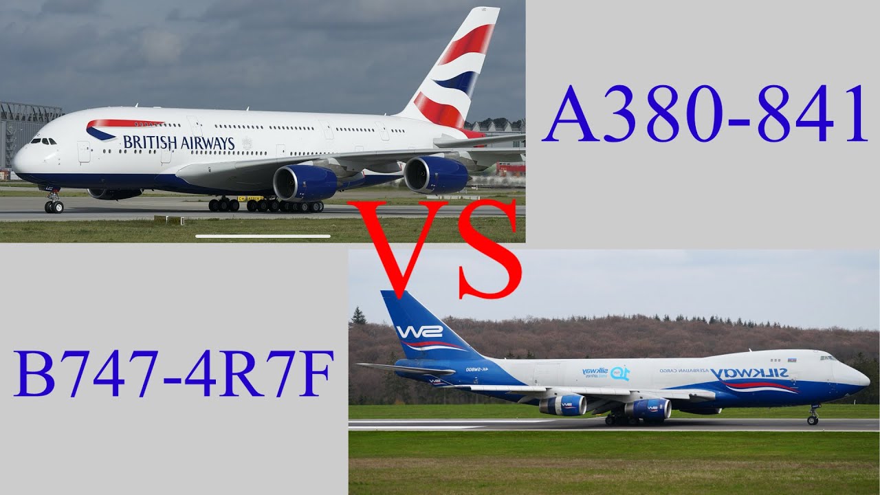 A380 vs B747 Full Throttle Takeoff Comparison - YouTube