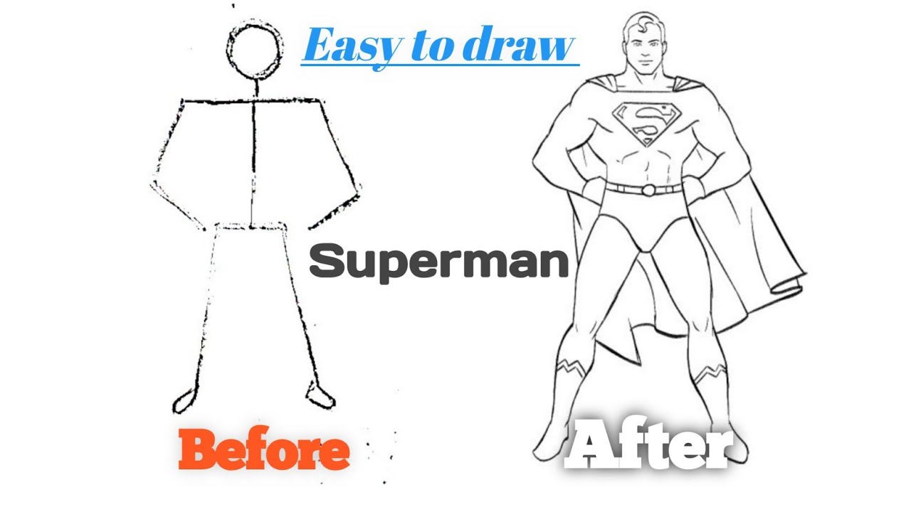 Superman Drawing ( Marvel Avengers ) How to draw Superman Step by step ...